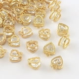 10pc Heart Alloy Charms with Cubic Zirconia Light Gold 12x8.5x5mm Hole ...