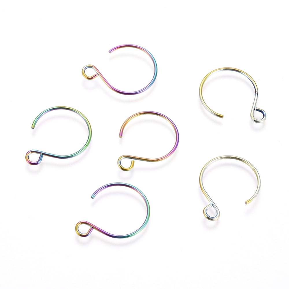 10pc Ion Plating(IP) 304 Stainless Steel Earring Hooks with Horizontal ...