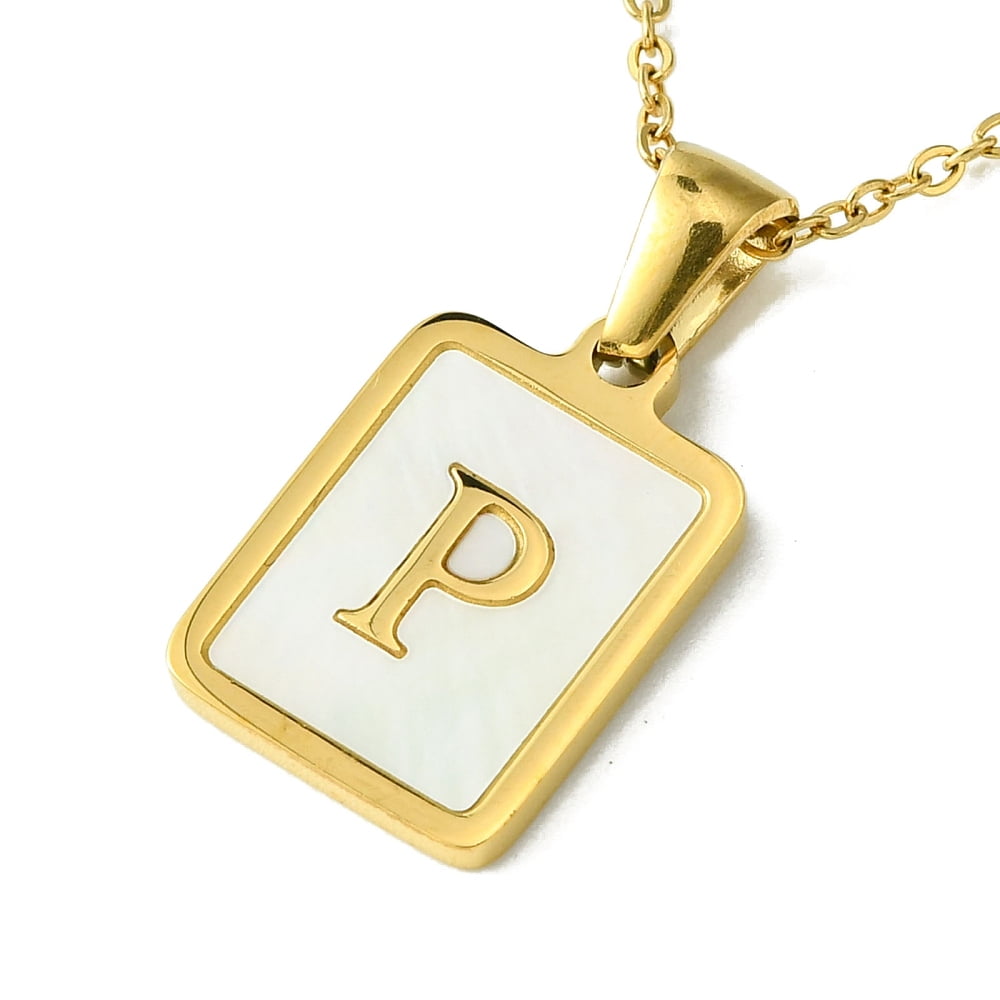 10pc Ion Plating(IP) Rectangle with Initial Letter 304 Stainless Steel ...