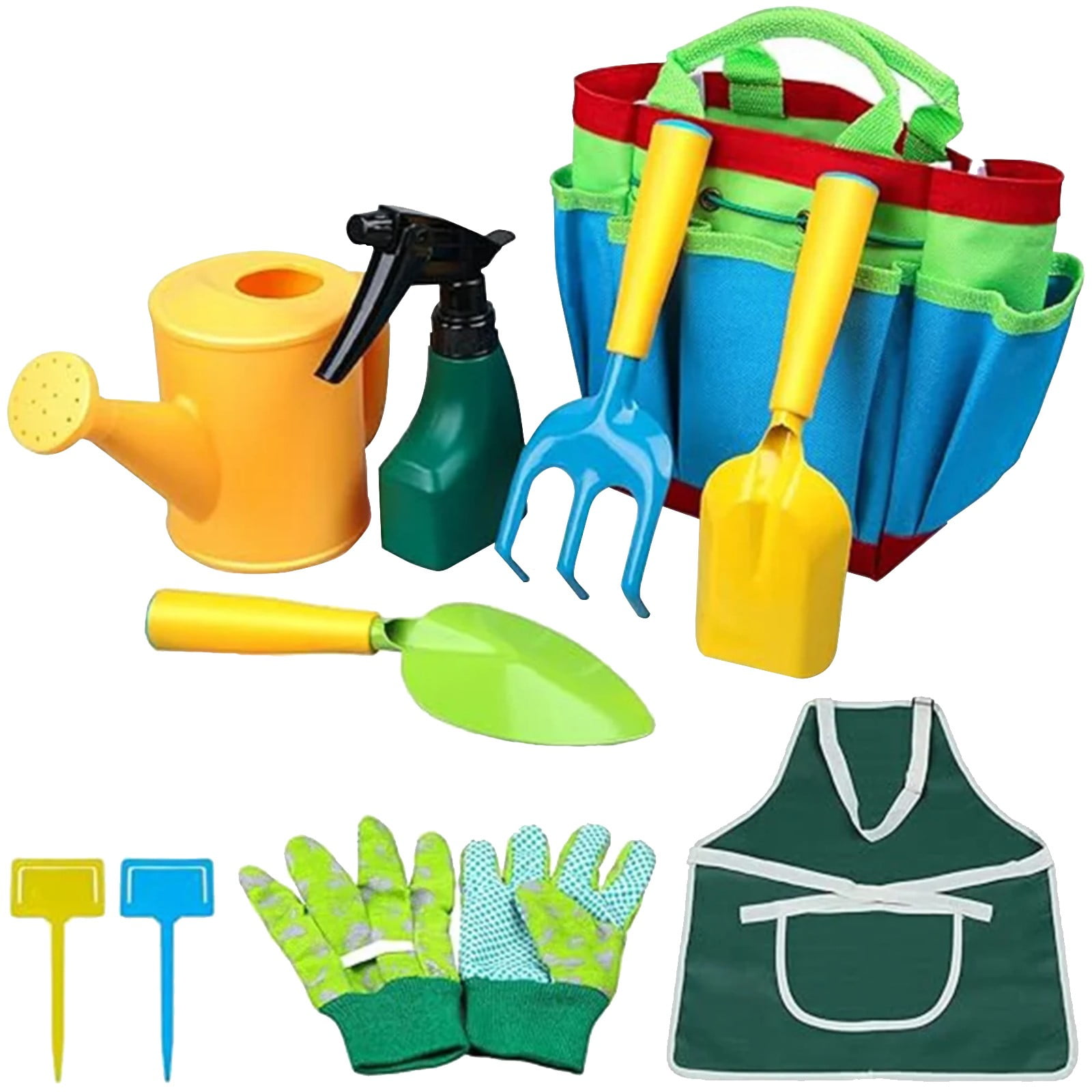 10pc Kids Gardening Tool Set with Tote Bag, Watering Can, Gloves, Apron ...
