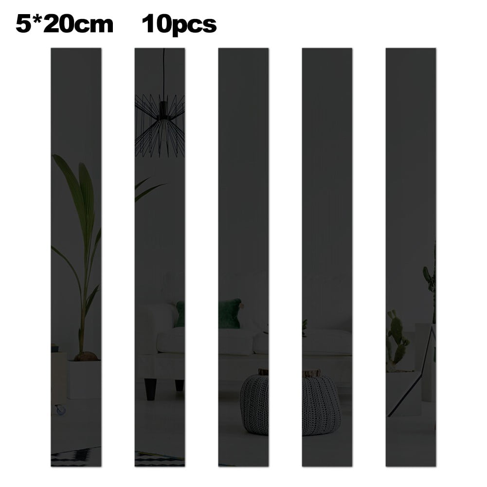 10pc Long Strip Acrylic Mirror Mosaic Wall Stickers 5*20cm Mirror ...