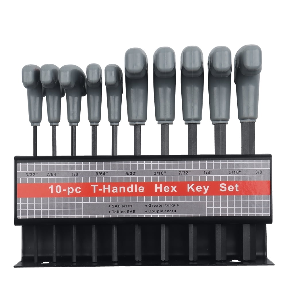 10pc Metric or Inch T-Handle Hex Key Allen Wrench Tool Set or Star T ...