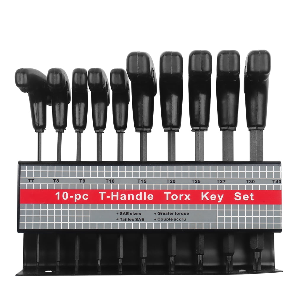 10pc Metric or Inch T-Handle Hex Key Allen Wrench Tool Set or Star T ...