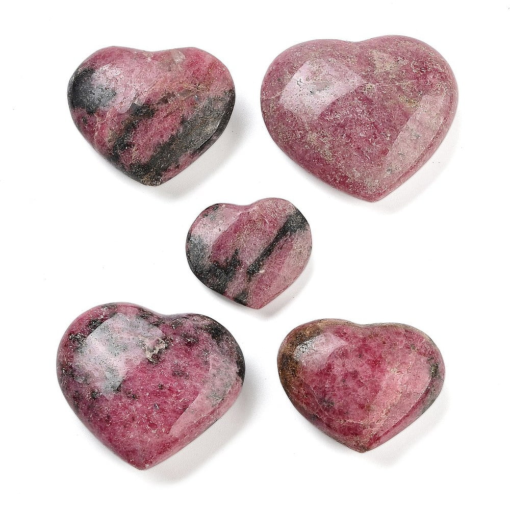 10pc Natural Rhodonite Heart Love Healing Stones Reiki Energy Balancing ...
