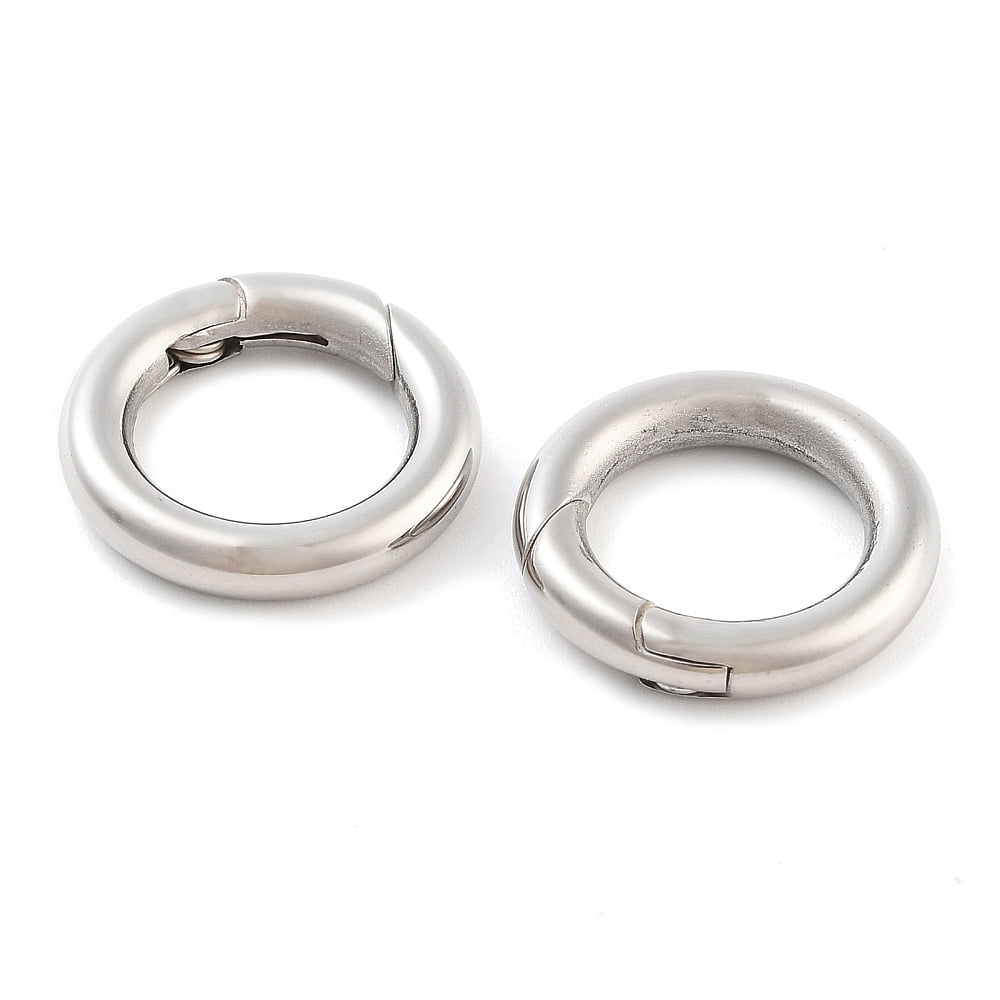 10pc Non-Tarnish 316 Stainless Steel Spring Gate Rings Rings Stainless ...