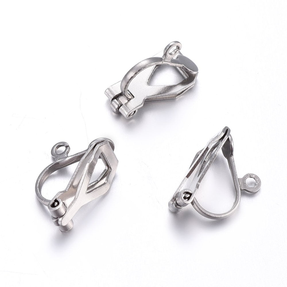 10pc Non-Tarnish Silver Clip-on Earring Findings Stainless Steel Color ...