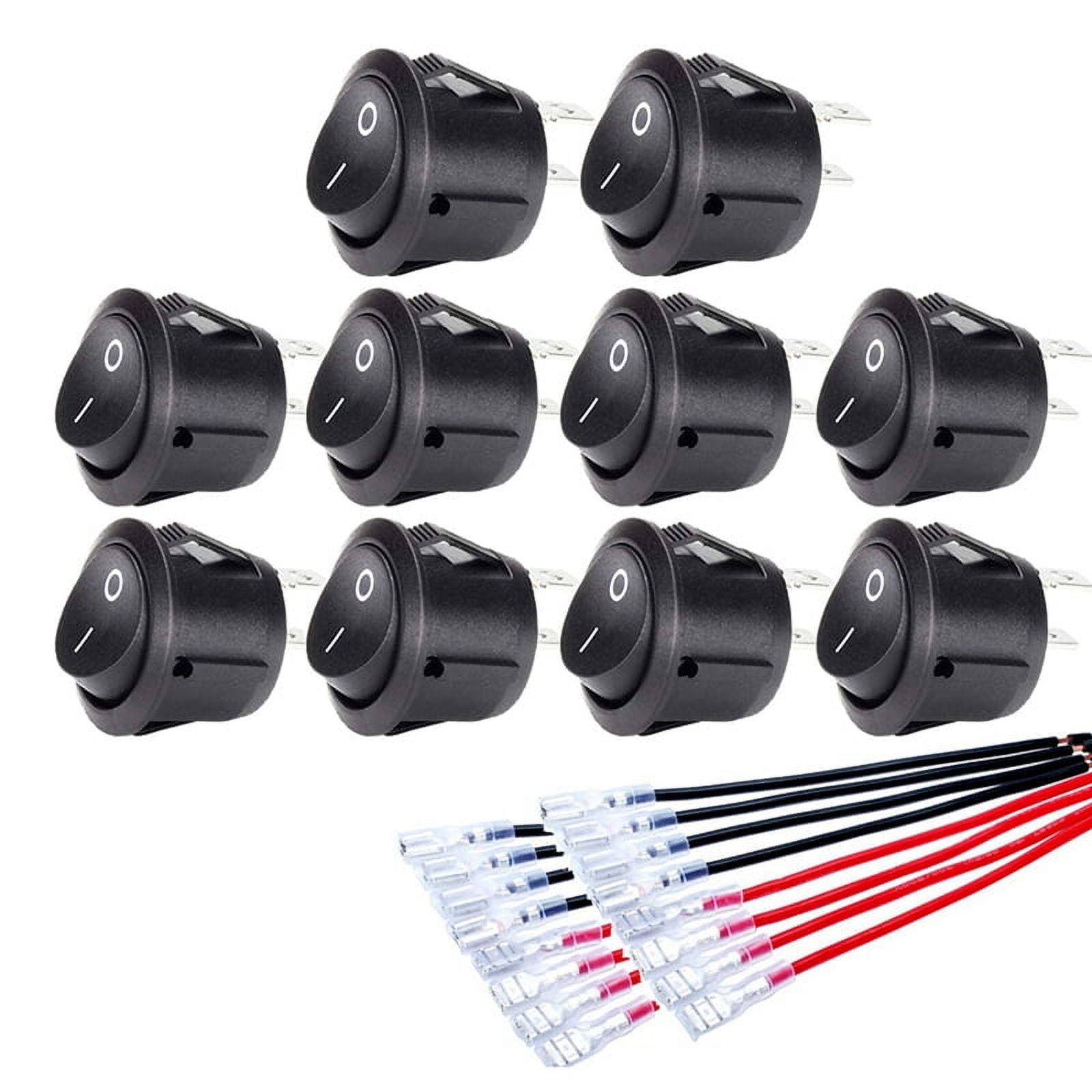 10pc ON/ Round Rocker Switch MINI Toggle Switch 2 Pin SPST Button - Walmart.com