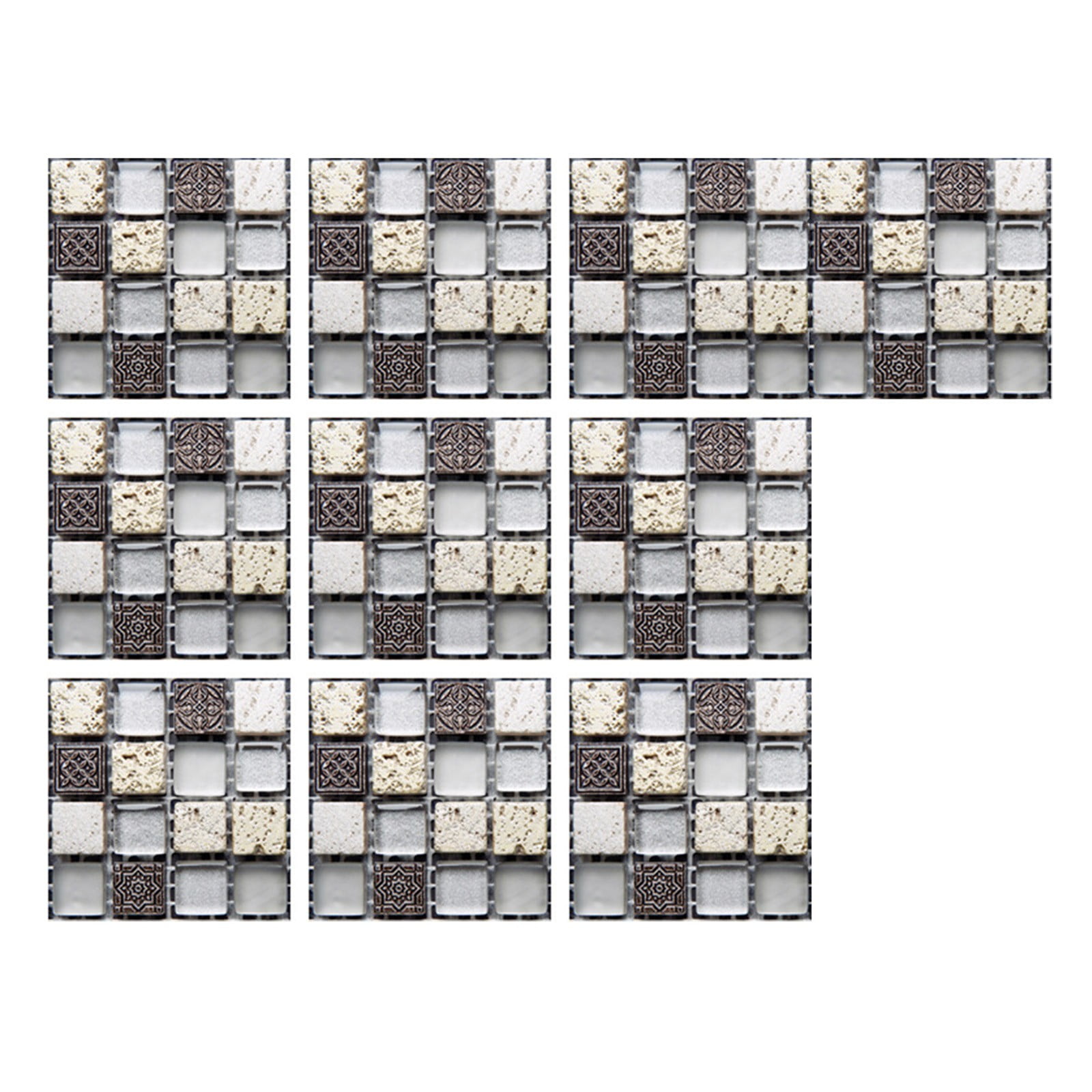 10pc Peel and Stick Ceramic Tile Stickers 3D Lattice Wall Decals DIY ...