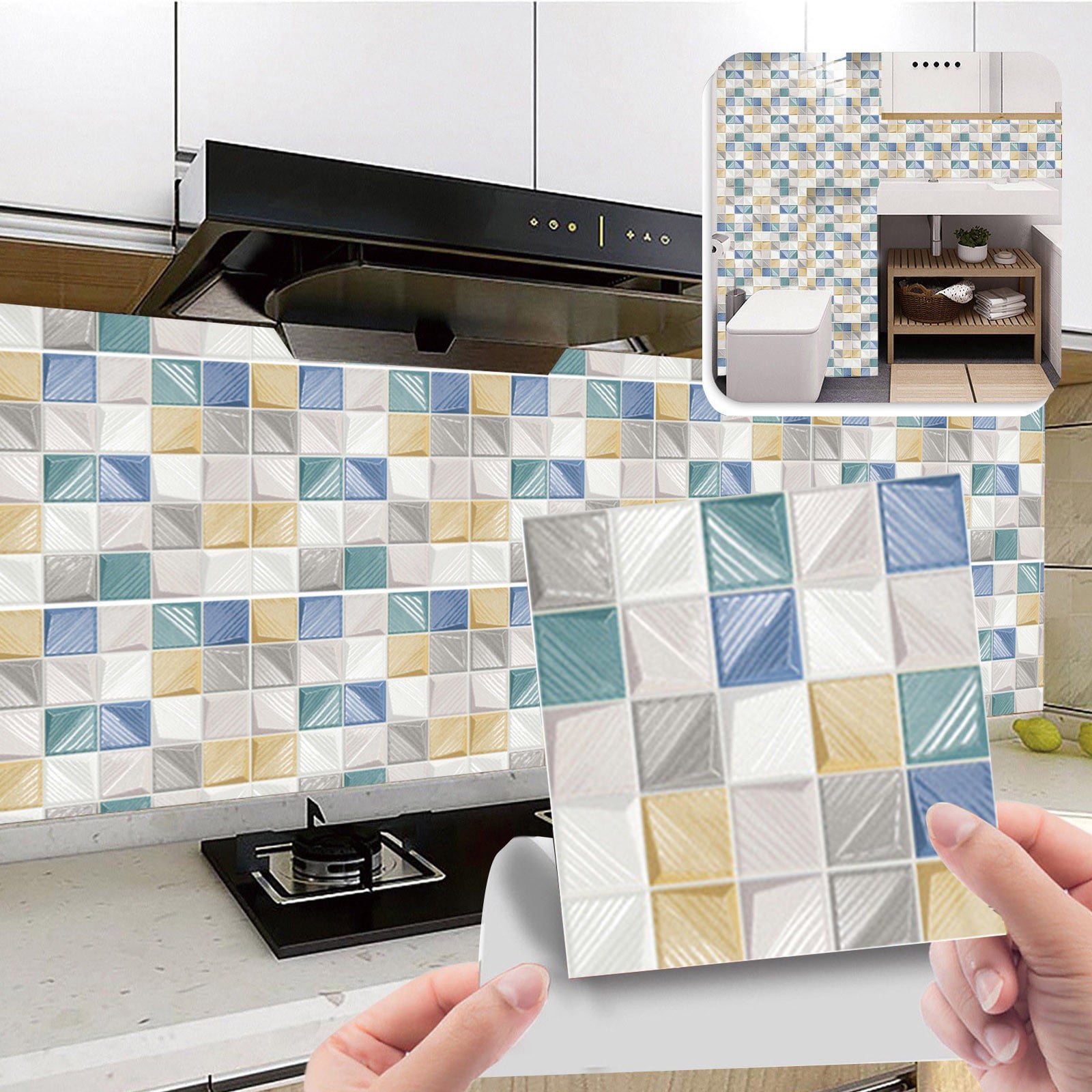 10pc Peel And Stick Ceramic Tile Paste 3D Lattice Ceramic Tile Paste ...