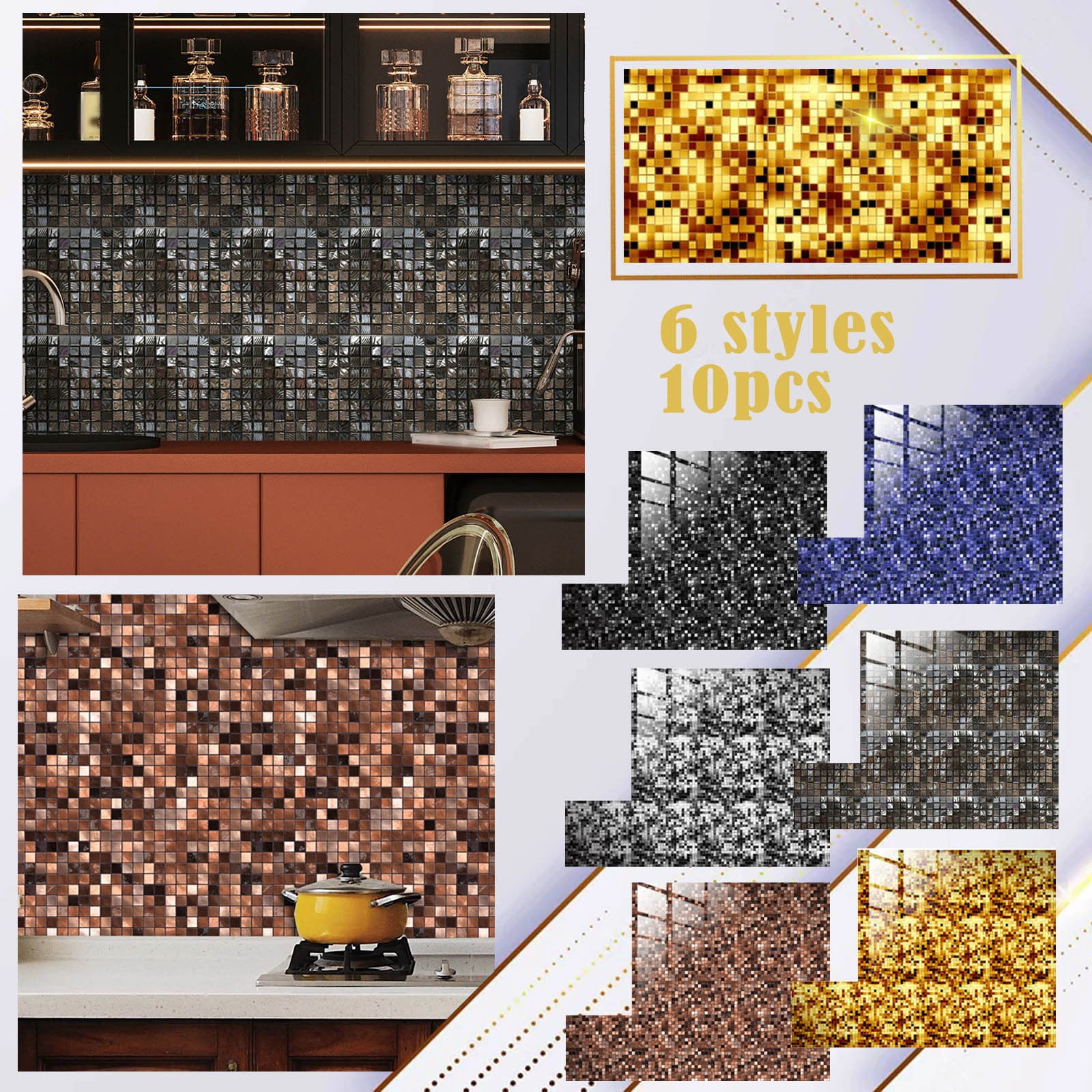 10pc Peel And Stick Ceramic Tile Paste 3D Lattice Crystal Ceramic Tile ...