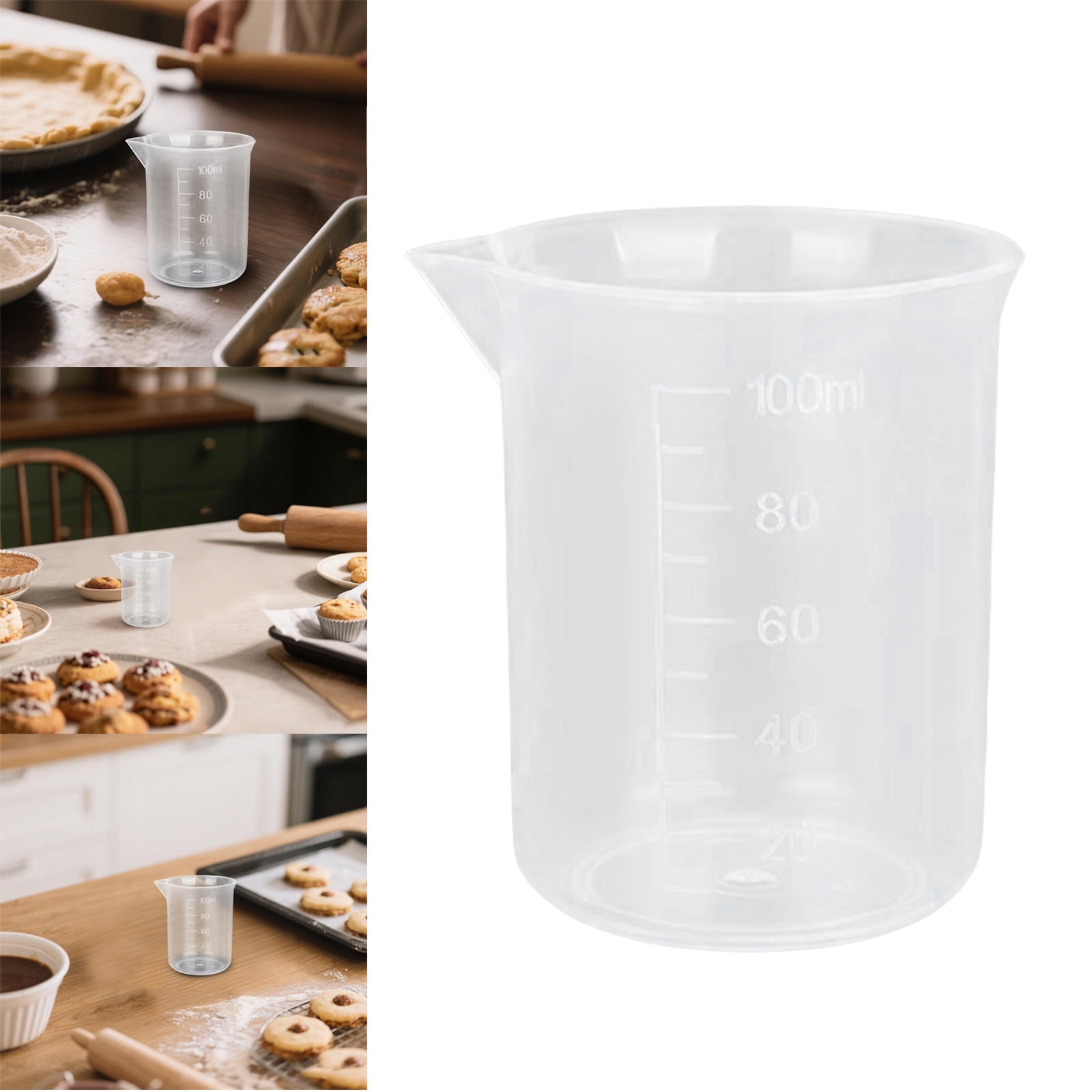 10pc Plastic Graduated Beakers Transparent Lab Measuring Cup 100ml ...