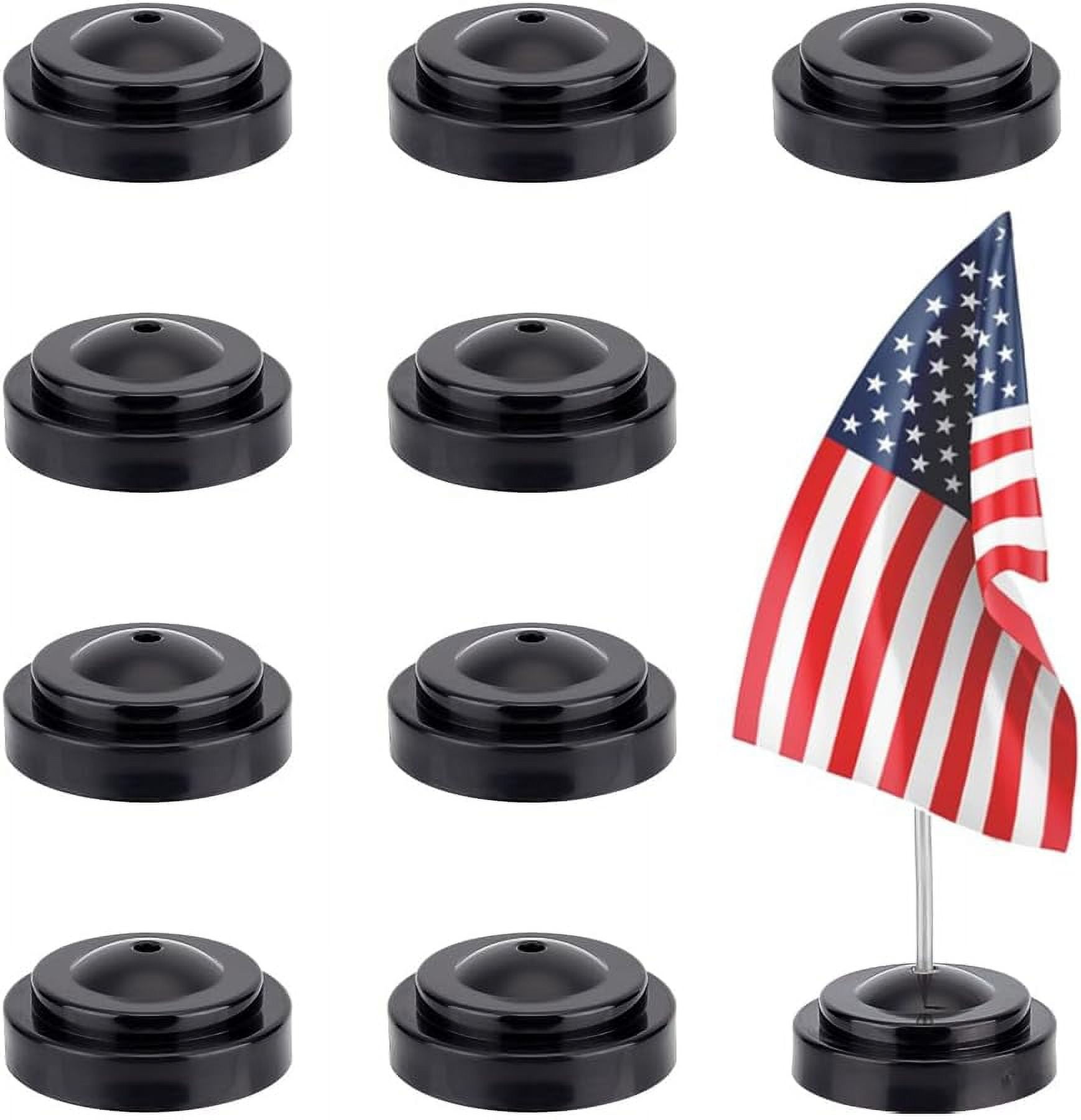 10pc Plastic Mini Flag Stands Table Flag Holders Mini Flag Round Bases Black 63x23mm Hole: 5.2mm ...