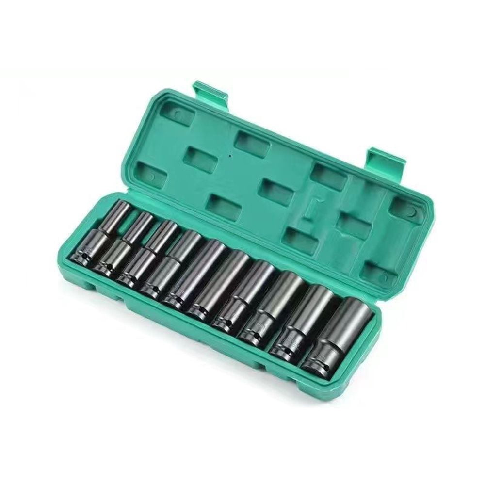 10pc Pneumatic Air Cannon Socket Set, 8-24mm Extended Hex Sockets - CR ...