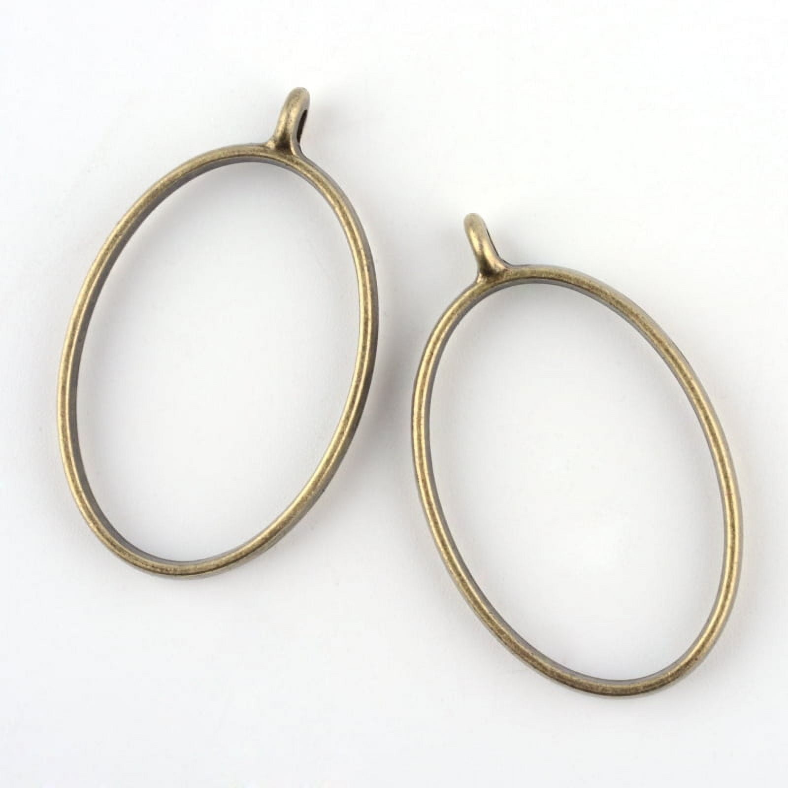 10pc Rack Plating Alloy Oval Open Back Bezel Pendants For DIY UV Resin ...