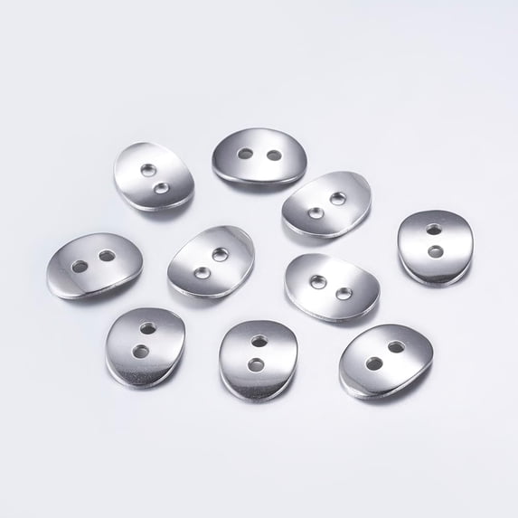 10pc Resistant 304 Stainless Steel Buttons 2-Hole Oval Stainless Steel ...