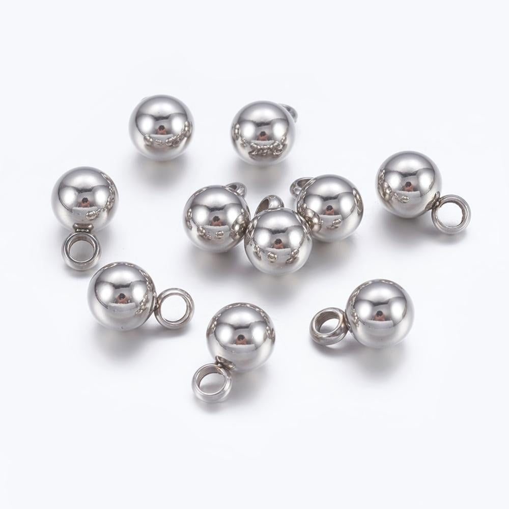 10pc Resistant Original Color Ball Charms 304 Stainless Steel Round ...