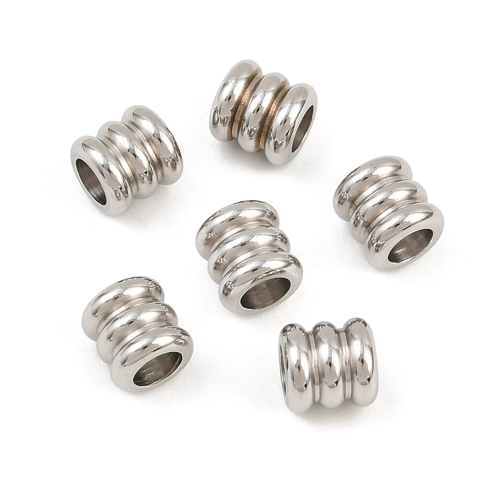 10pc Resistant Stainless Steel Column Beads Large Hole Beads Stainless ...