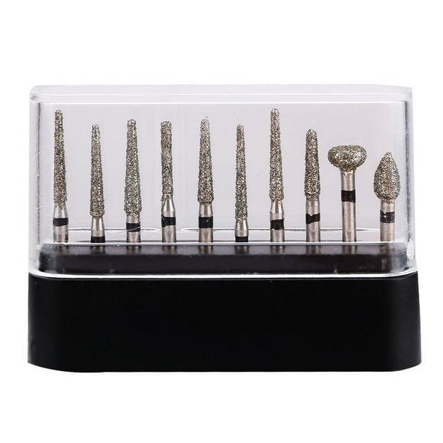 10pc Set, FG 1.6mm Diamond Burs, High-Speed Handpiece, Emery Bits for ...