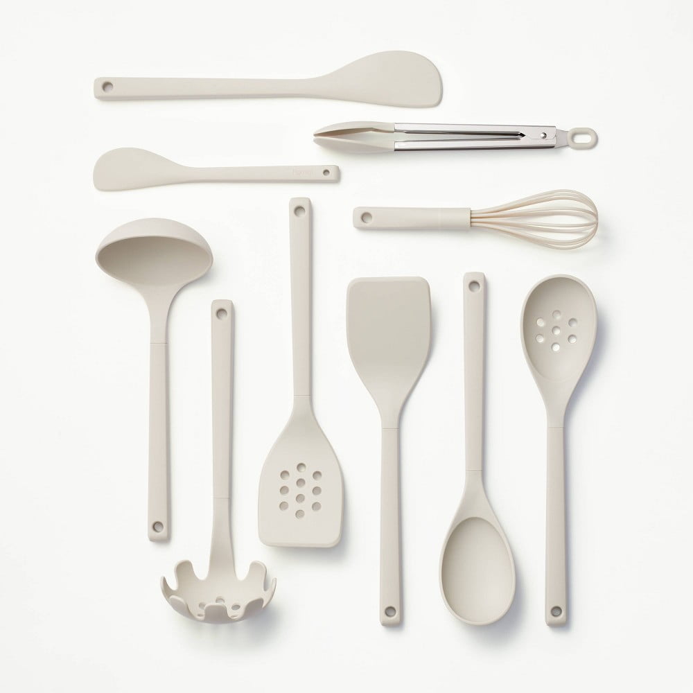 10pc Soft Grip Nylon Kitchen Utensil Set Gray - Figmint - Walmart.com