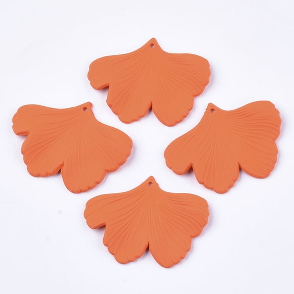 10pc Spray Painted Acrylic Pendants Rubberized Style Ginkgo Leaf Coral ...