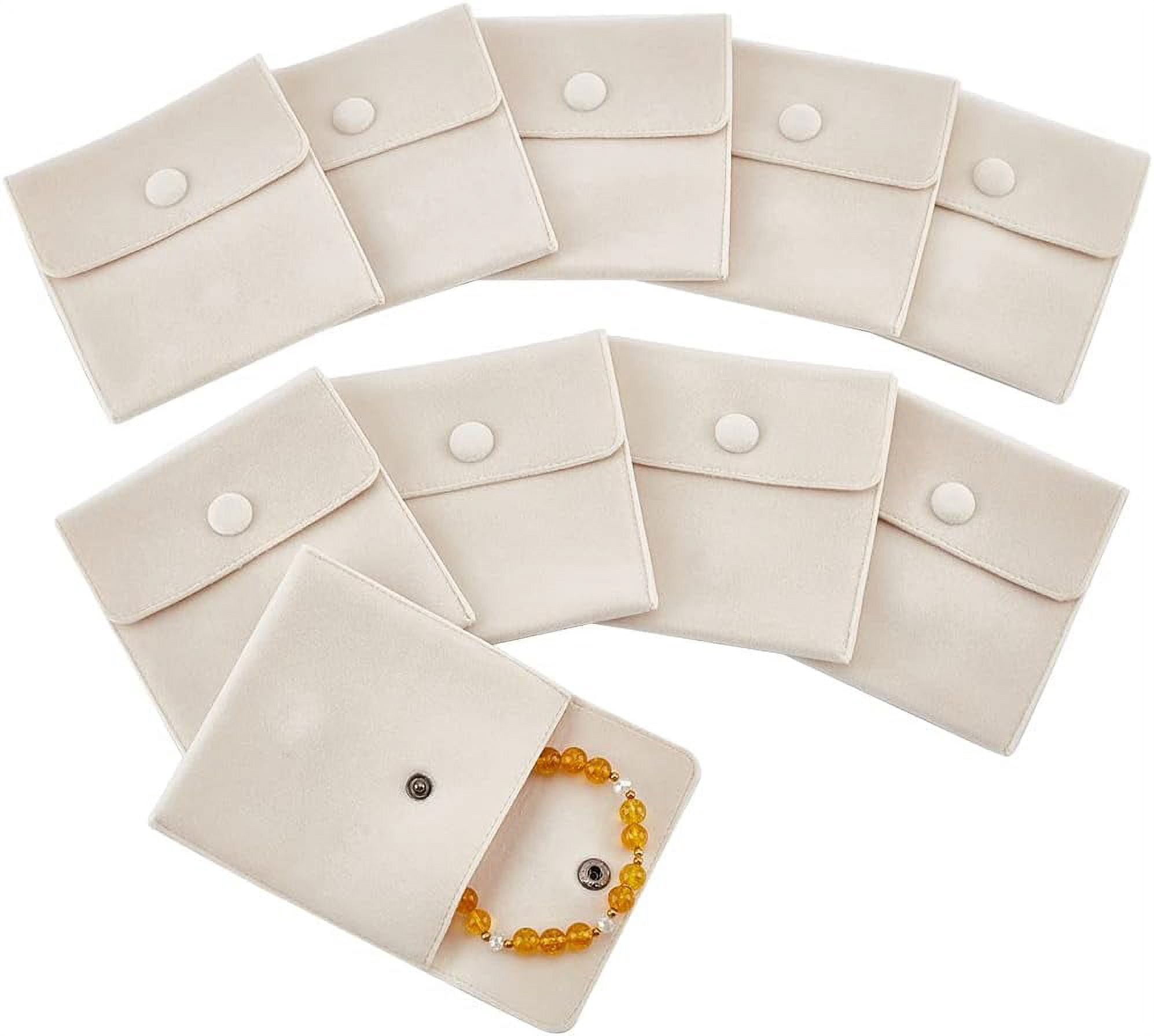 10pc Square Velvet Jewelry Bags with Snap Fastener PapayaWhip 10x10x1cm ...