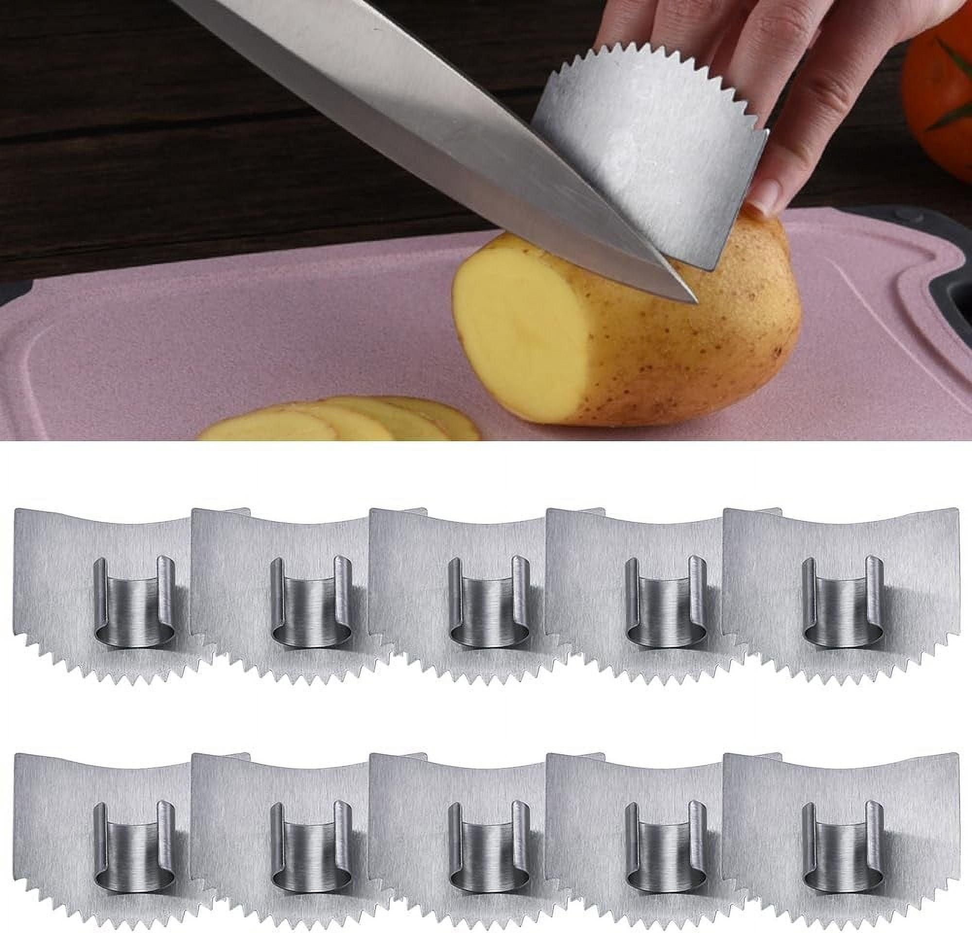 10pc Stainless Steel Vegetable Guard,Safe Kitchen Tool,Finger ...