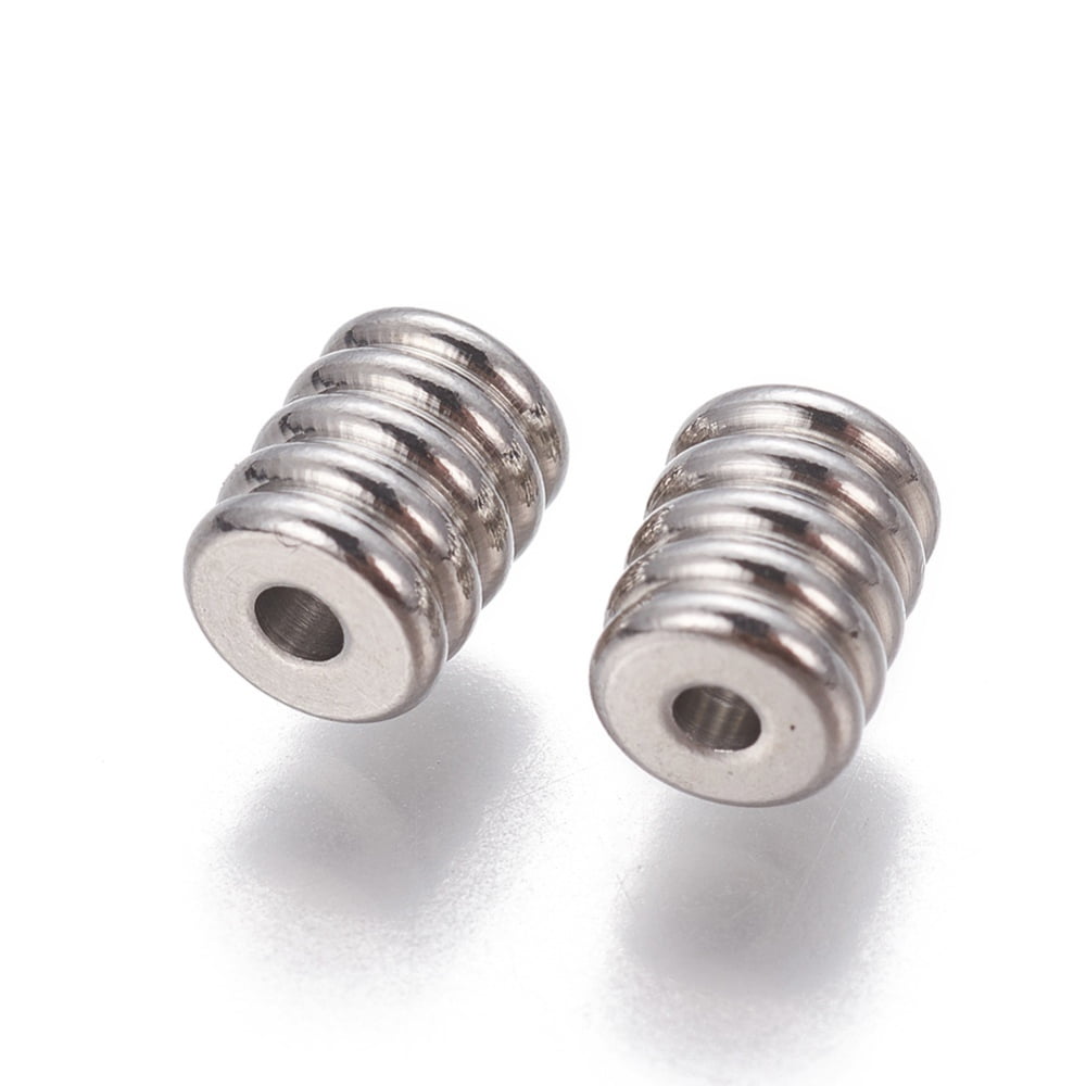 10pc Tarnish Resistant 201 Stainless Steel Grooved Beads Mixed Color ...