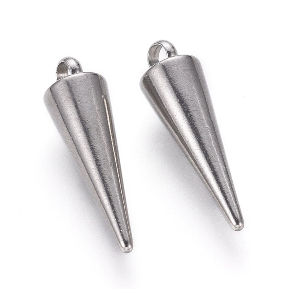 10pc Tarnish Resistant 304 Stainless Steel Pendants Spike/Cone ...