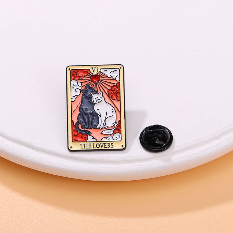 10pc Tarot Card Alloy Enamel Pins Cute Animal Cartoon Brooch Valentine ...