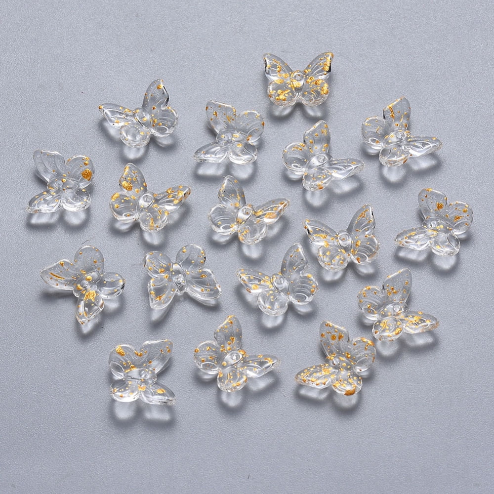 10pc Transparent Spray Painted Glass Charms with Glitter Powder ...