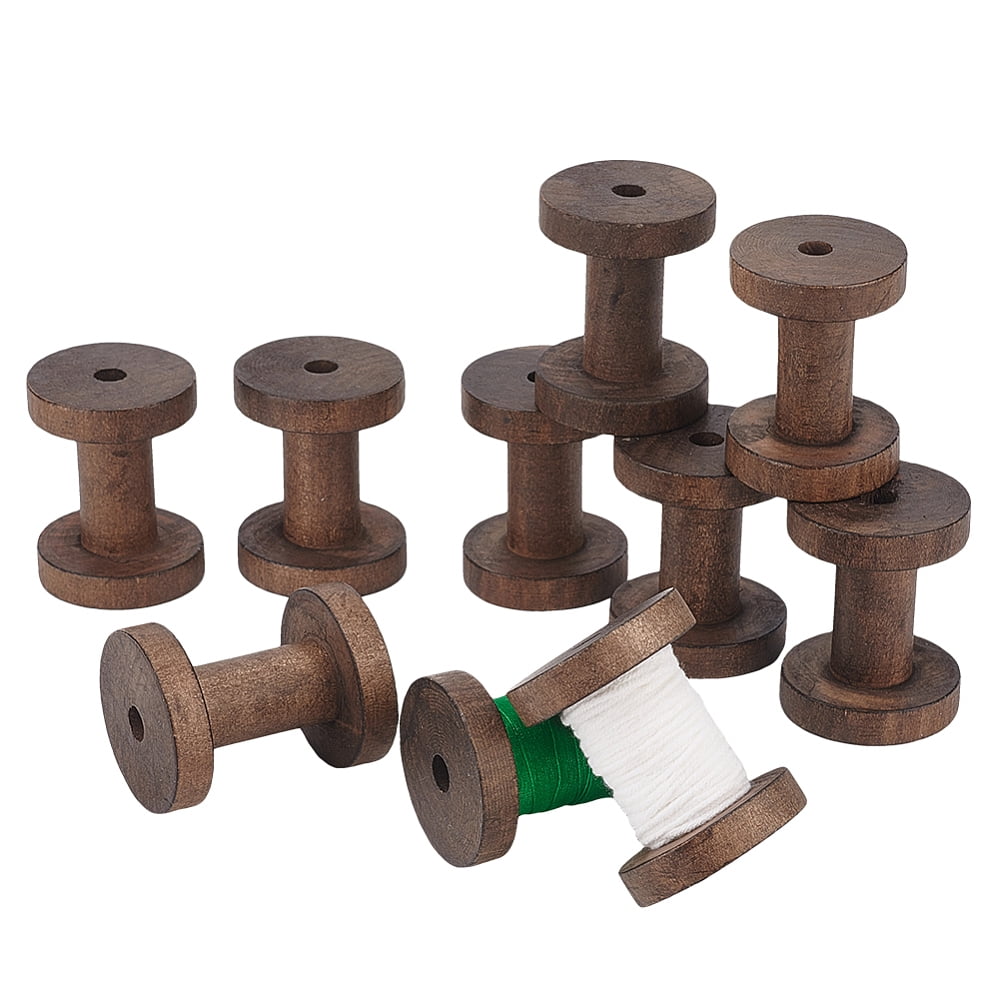10pc Wood Bobbins Thread Cord Bobbin for Sewing Coffee 60x42~45mm Hole ...