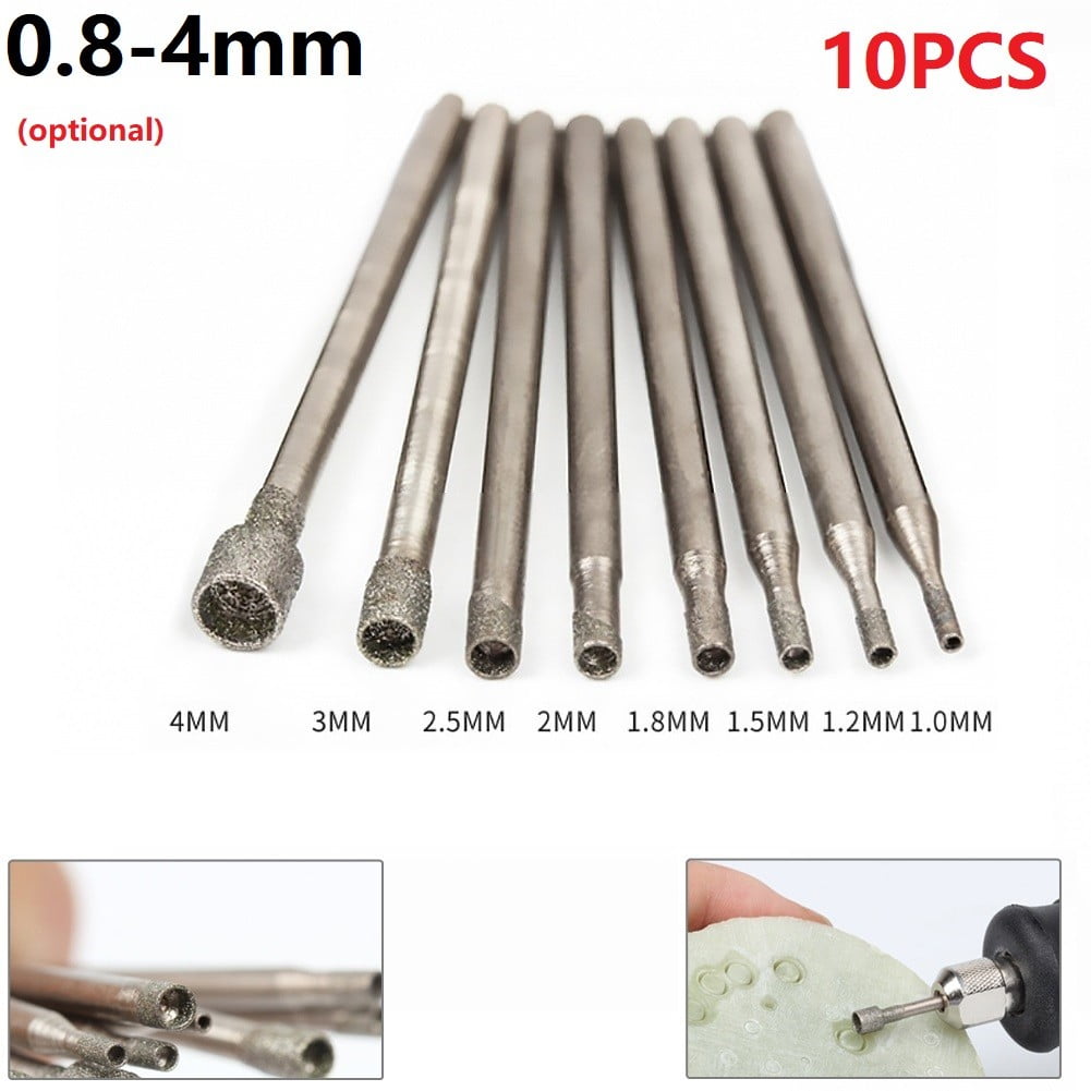 10pcs 0.8-4mm Rotary Diamond Burr Core Drill Bits Engraving 2.35mm ...
