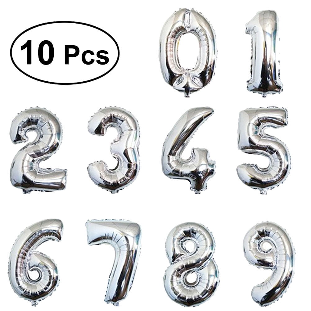10pcs 0-9 16 Inch Digital Number Balloons Aluminum Foil Film Balloons ...