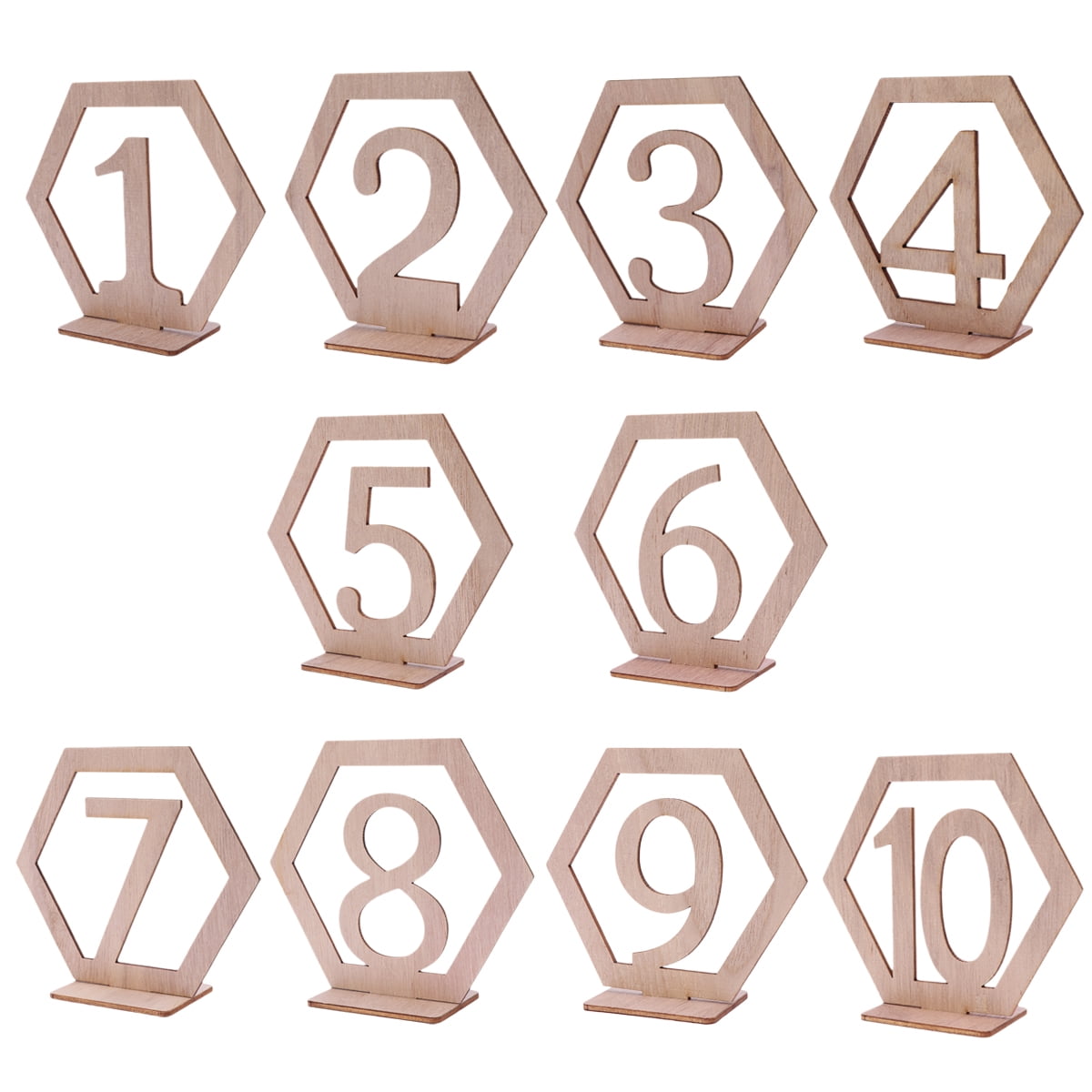 10pcs 1-10 Wedding Wooden Table Numbers with Base Hexagon Hollow Table ...