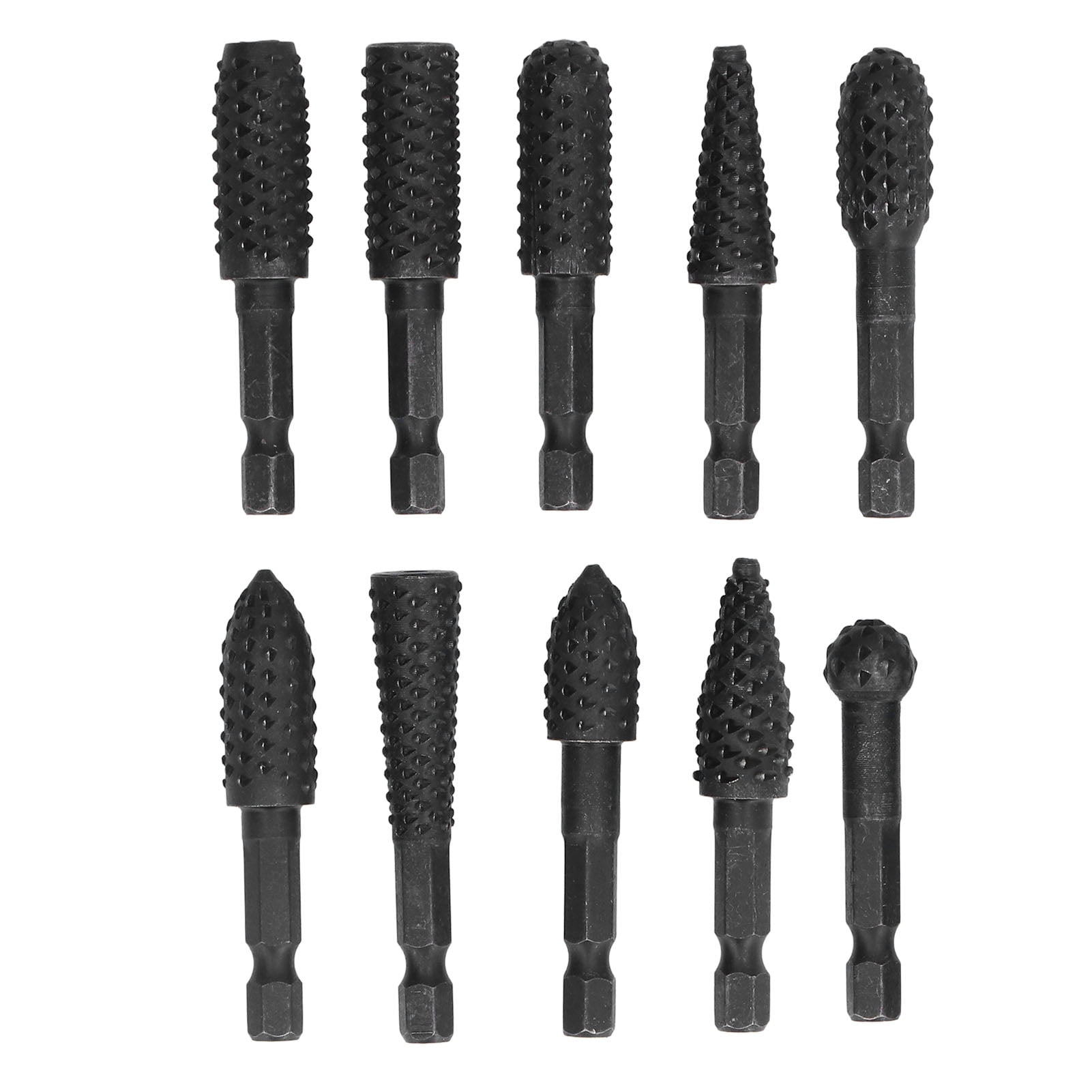 10pcs 1/4in Hex Shank Rotary Burr Set For Wood Carving & Engraving ...