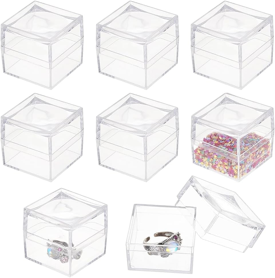 10pcs 1.57x1.57 Inch Magnifier Box Clear Square Magnifier Case Acrylic ...
