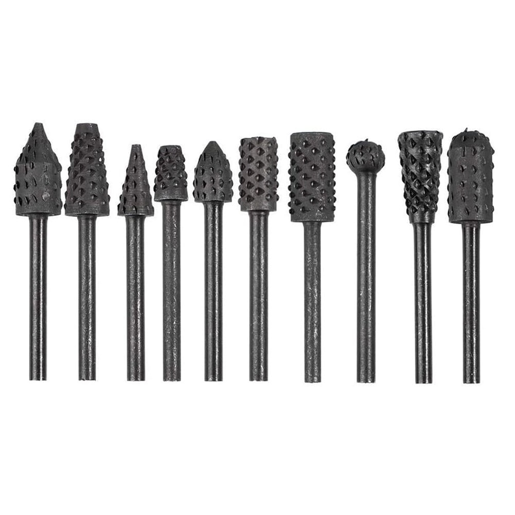 10pcs 1/8\\\" Shank Rotary Burr Rasp Set for Wood Carving and Shaping ...