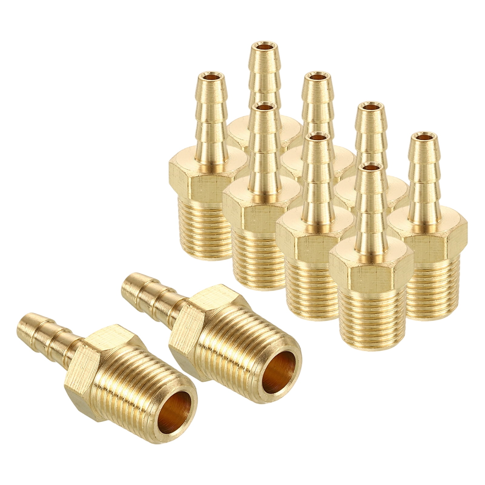 10pcs 1/8" To 1/8" NPT Male Brass Hose Barb Fitting Metals Splicer ...