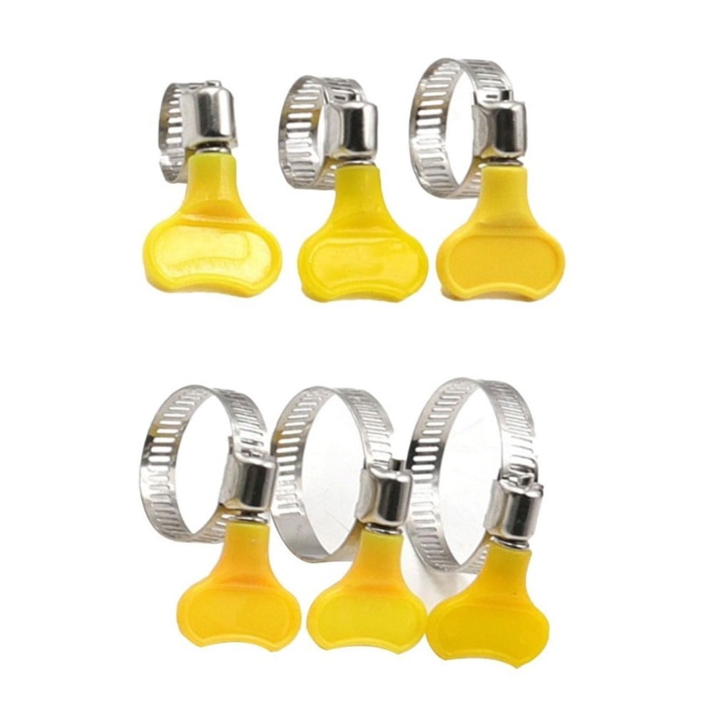 10pcs 10-38mm Hose Clamps Adjustable Yellow Plastic Handle Hand Wriggle ...