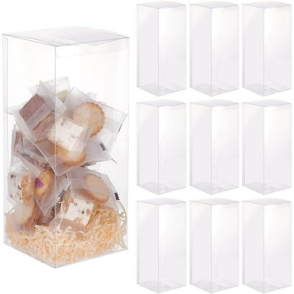 10pcs 10 PCS PVC Storage Box 3.93x3.93x9.84 Inch Candy Gift Packaging Supplies Rectangular ...