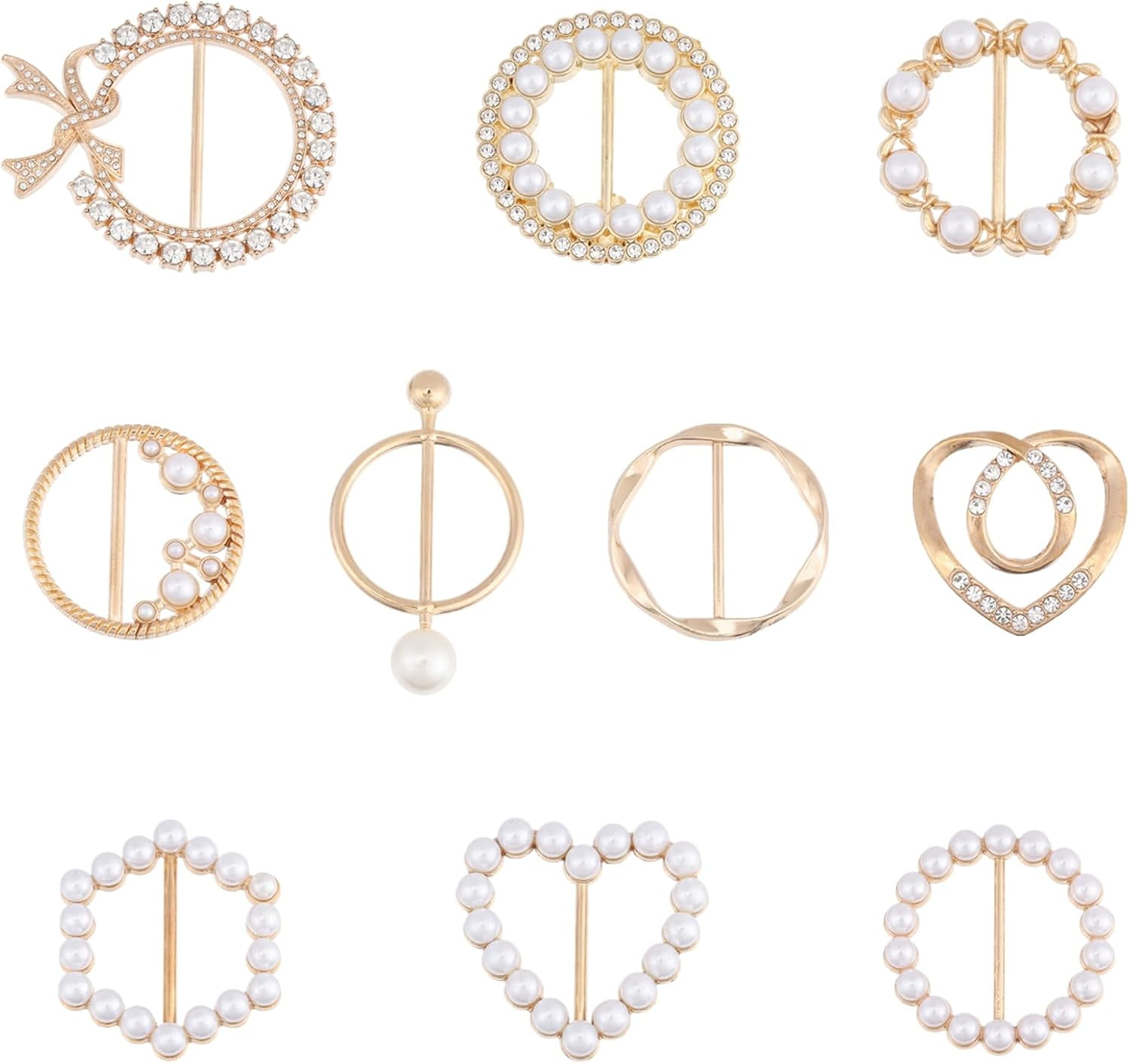 10pcs 10 Style Scarf Ring Clip Alloy Buckles Clothes Corner Knotted ...