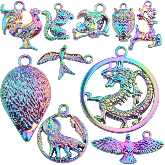 10pcs 10 Styles Lovely Animal Charms Alloy Flying Bird Owl Squirrel ...