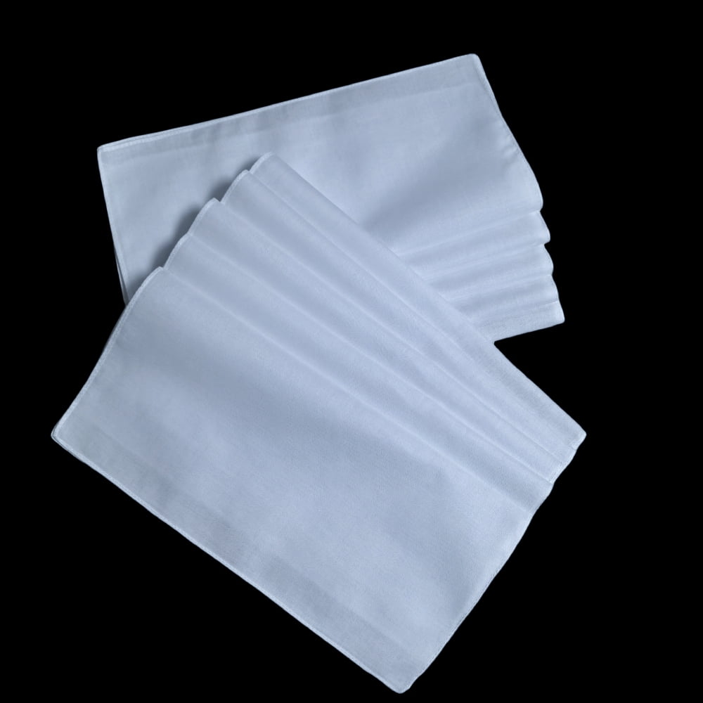 10pcs 100% Cotton White Handkerchiefs Square Super Soft Washable Hanky ...