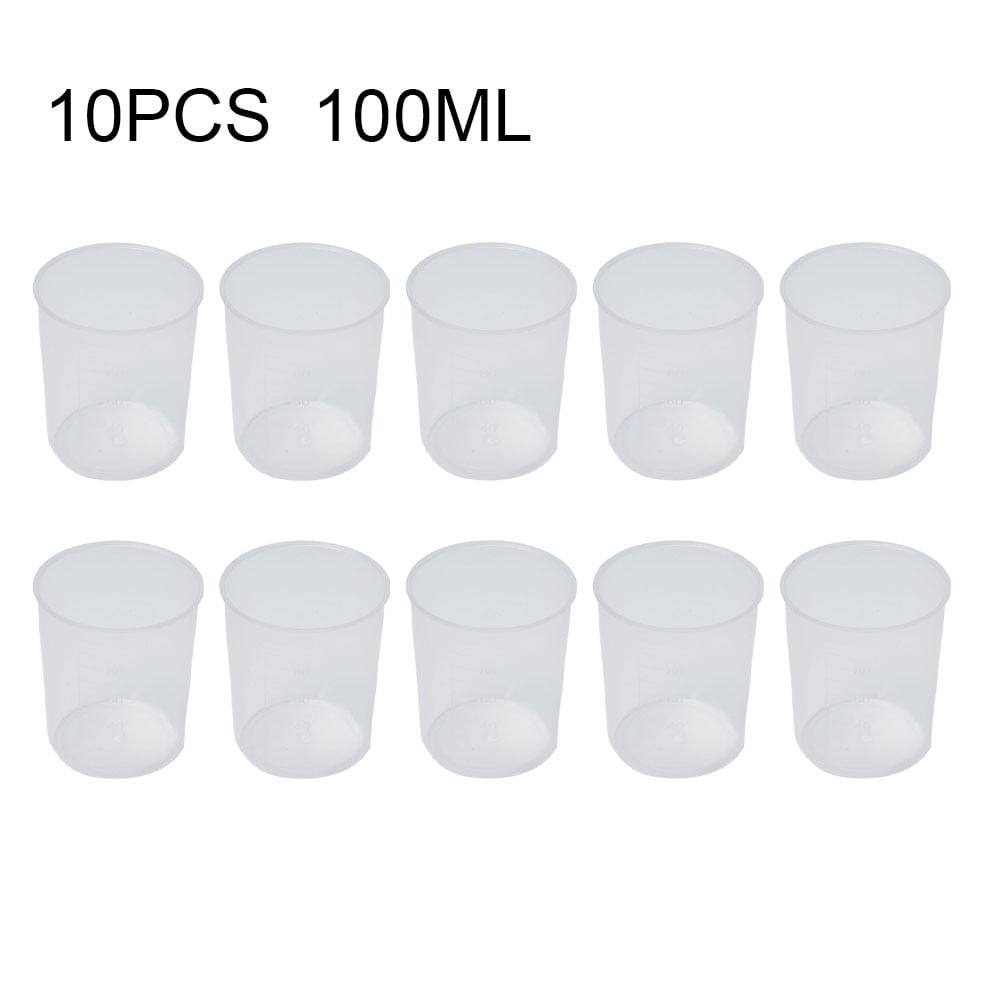 10pcs 100ml Transparent Clear Plastic Double-scale Medicine Measuring ...