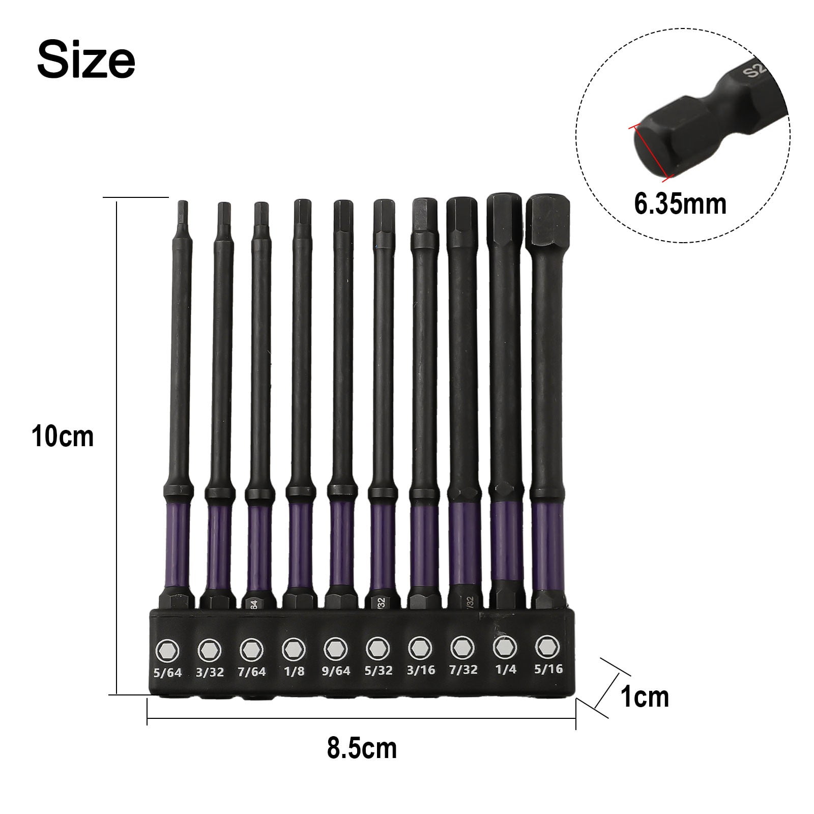 10pcs 100mm for Impact Hex Wrench Screwdriver Bit set Metric SAE 1/4in ...