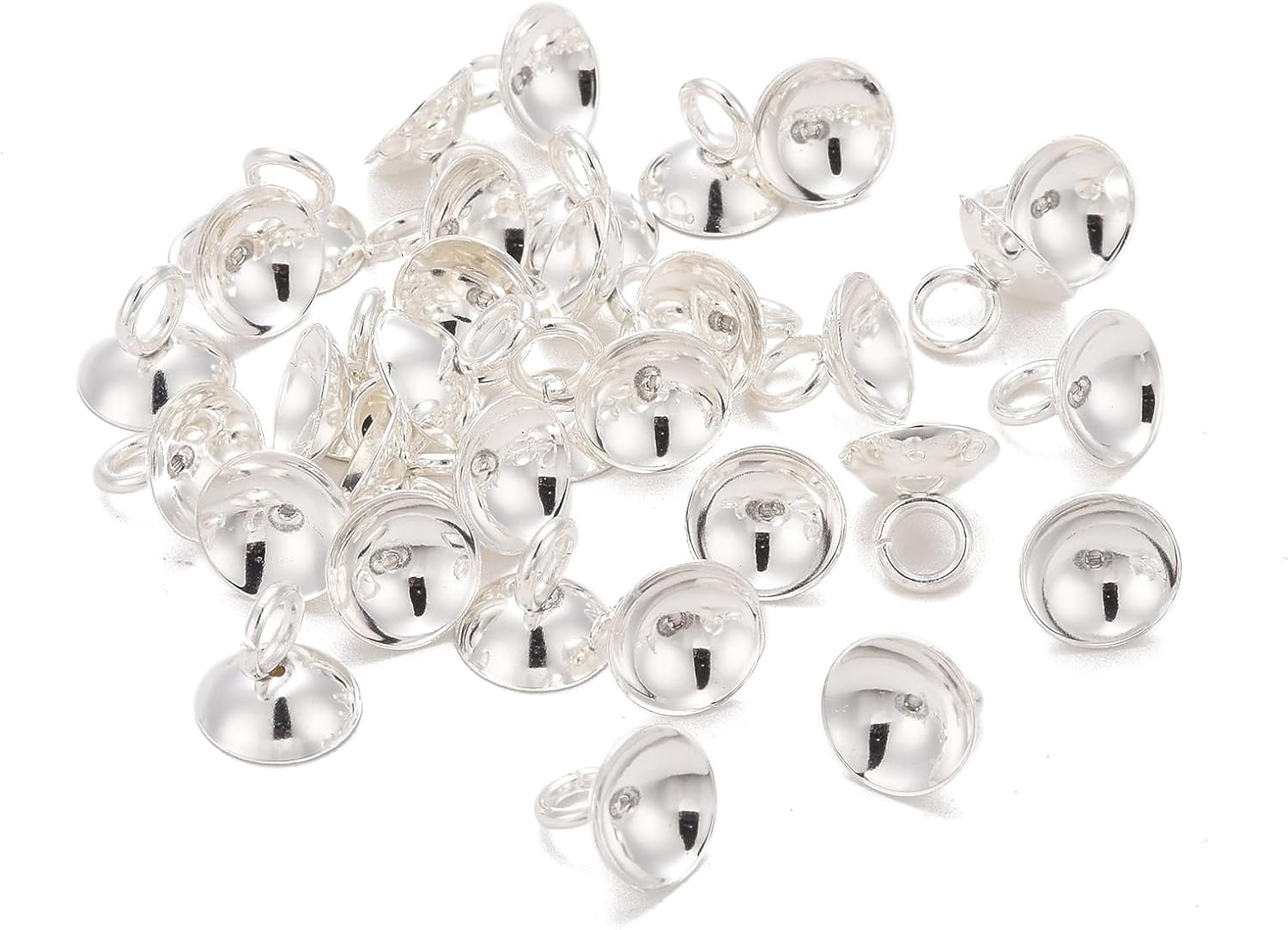 10pcs 10Pcs 201 Stainless Steel Bead Cap Pendant Bails Silver Bails ...