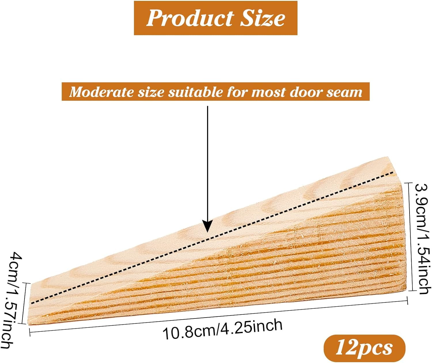 10pcs 12 pack Wooden Non-Slip Door Stop Stopper Triangle Solid Wood ...