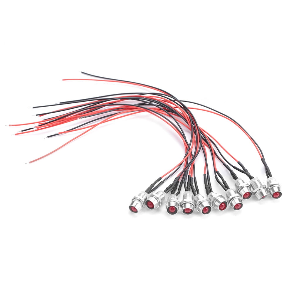 Neyseki 10pcs 12V 8mm Pre wired Constant LED Light Emitting Diode Ultra ...