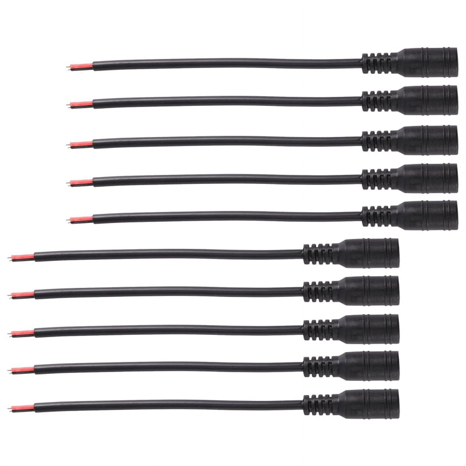 10pcs 12V DC Power Plug Female Jack Connector Cable 5.5X2.1mm With Cord ...