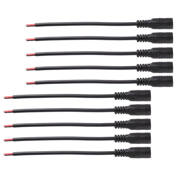 10pcs 12V DC Power Plug Female Jack Connector Cable 5.5X2.1mm With Cord ...